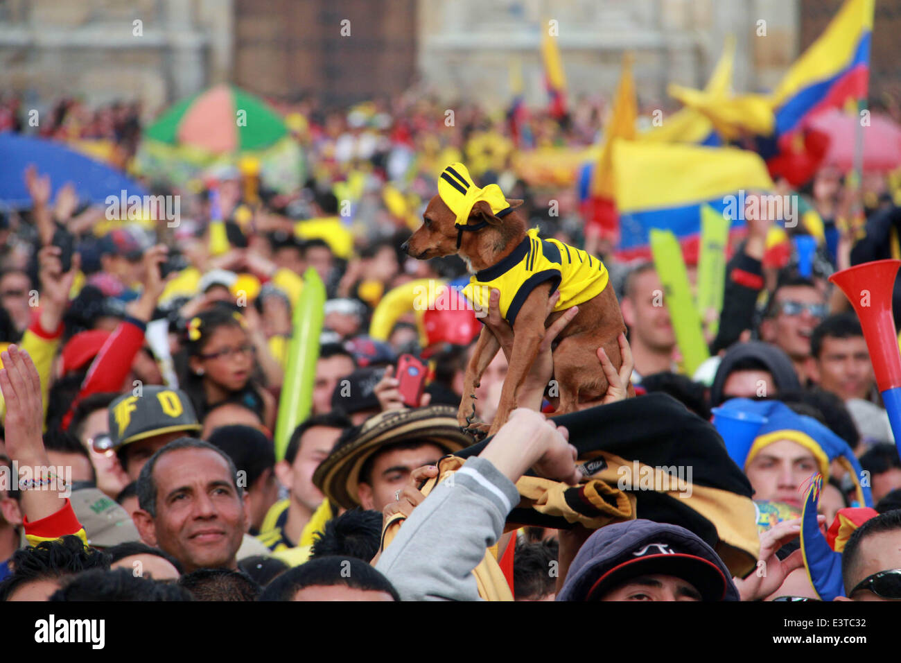 Bogota, Colombia. 28th June, 2014. The Colombians joyfully celebrate at ...