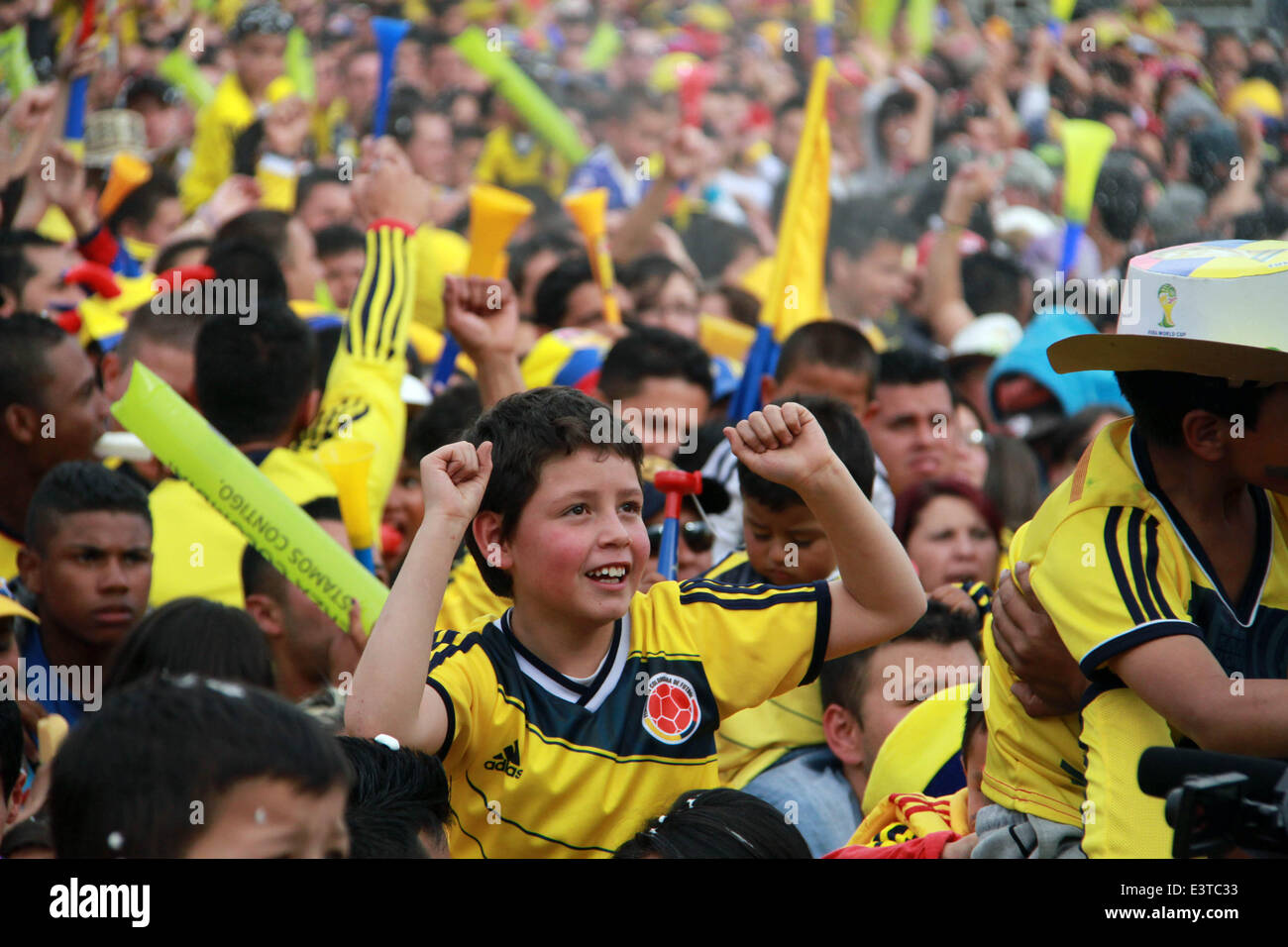 Bogota, Colombia. 28th June, 2014. The Colombians joyfully celebrate at ...