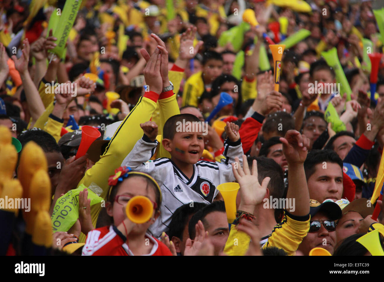 Bogota, Colombia. 28th June, 2014. The Colombians joyfully celebrate at ...