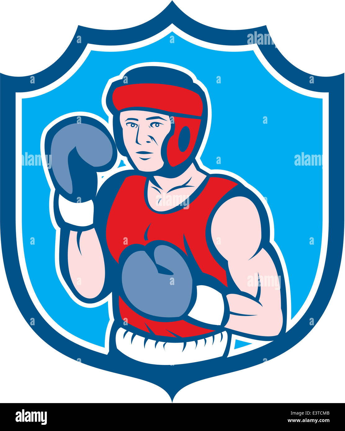 Illustration of an amateur boxer wearing head gear and boxing gloves in ...
