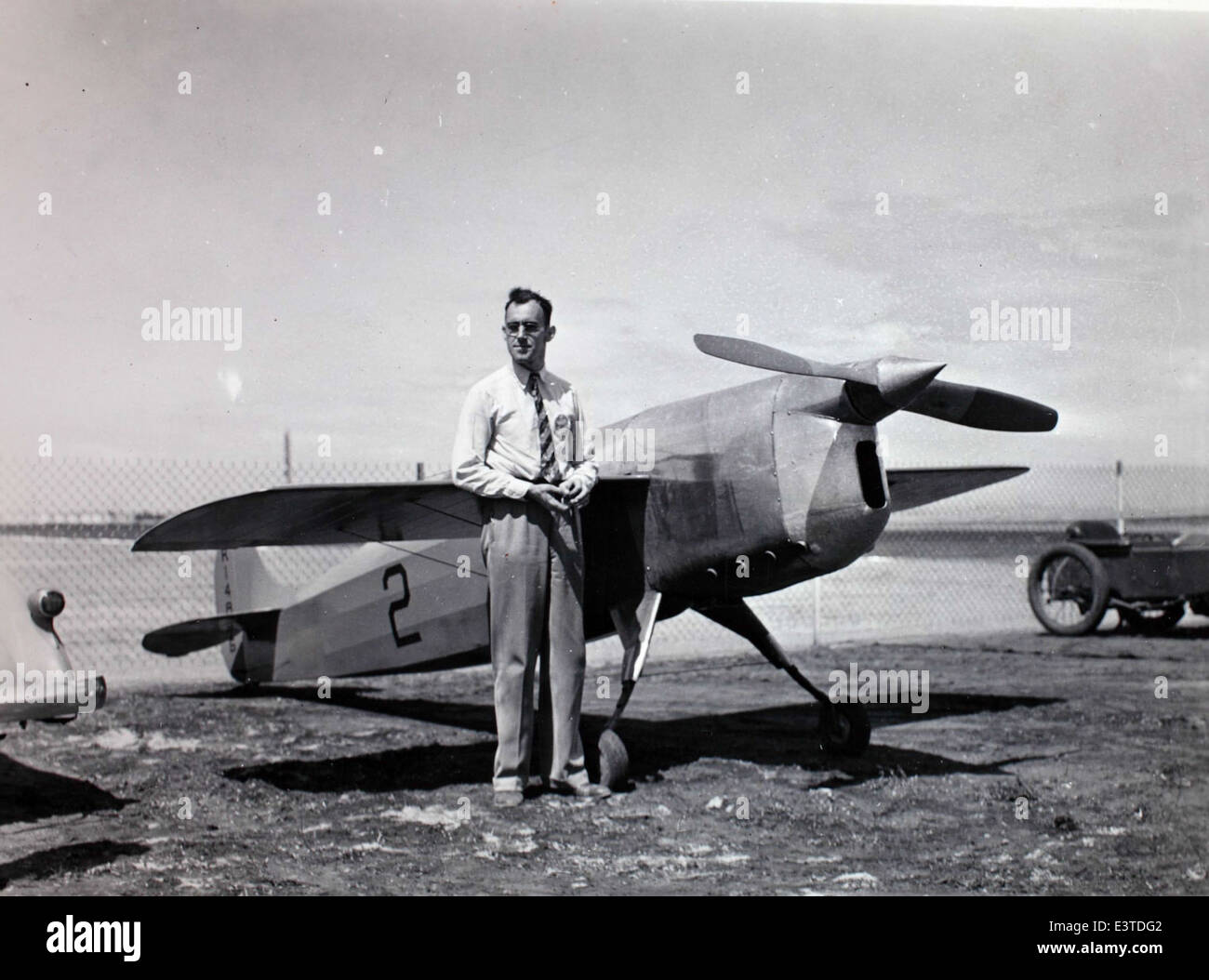 This photo shows the Northrop A-17 aircraft during a forced landing ...