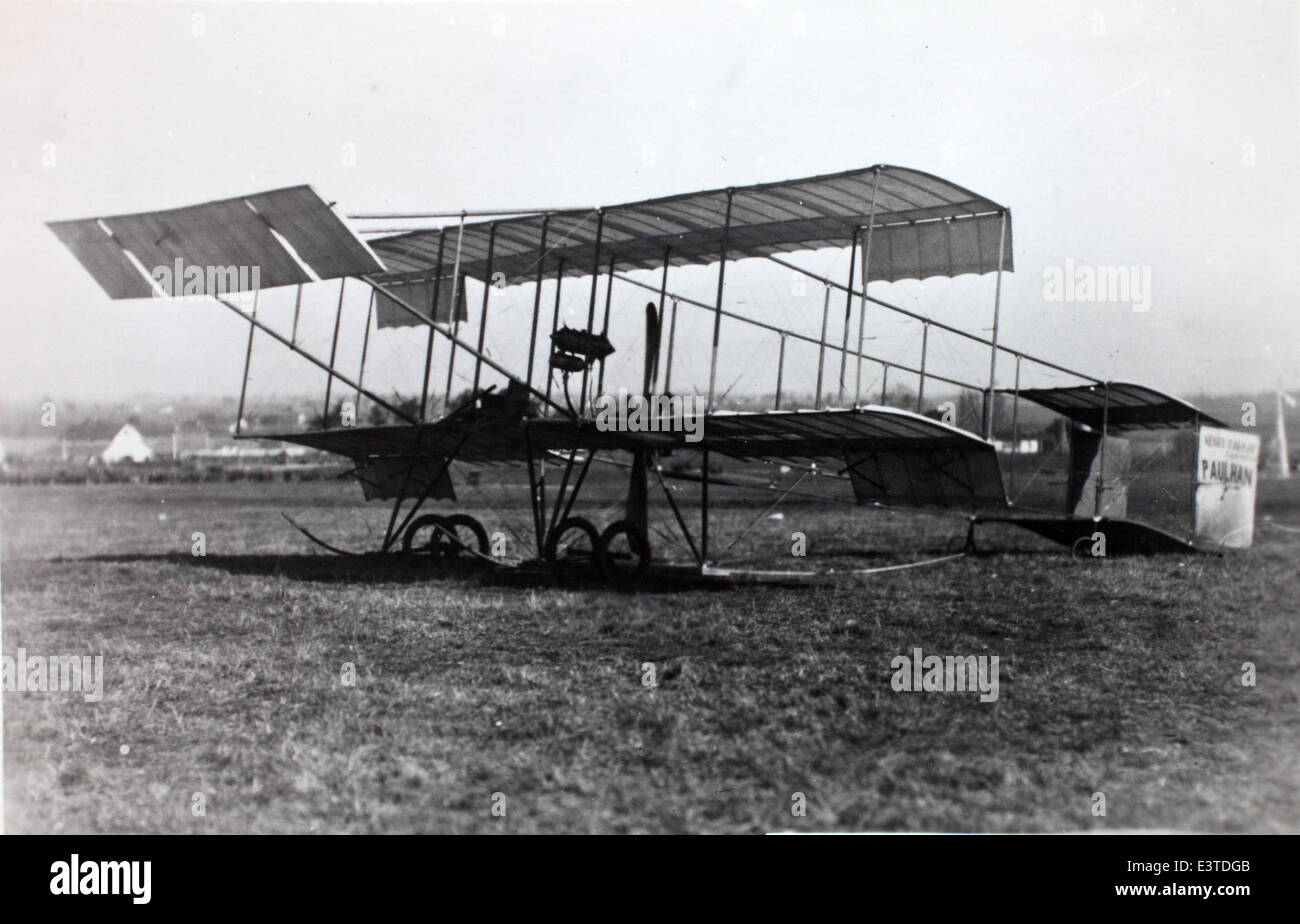 The Henry Farman bi-plane, developed in the early 1900s, was a ...
