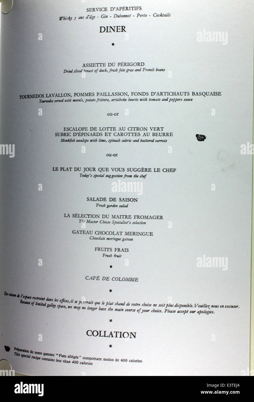 This collection showcases a series of historical menus from Air France ...