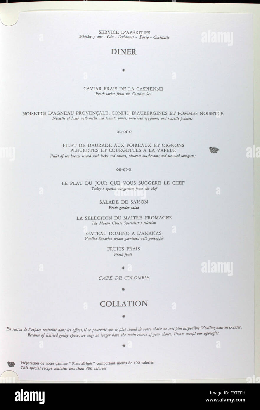 The Air France Menu Collection showcases a series of menus used by the ...