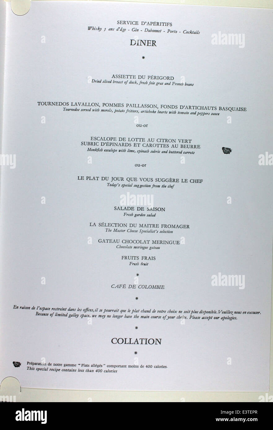 The Air France Menu Collection features menus from various flights over ...