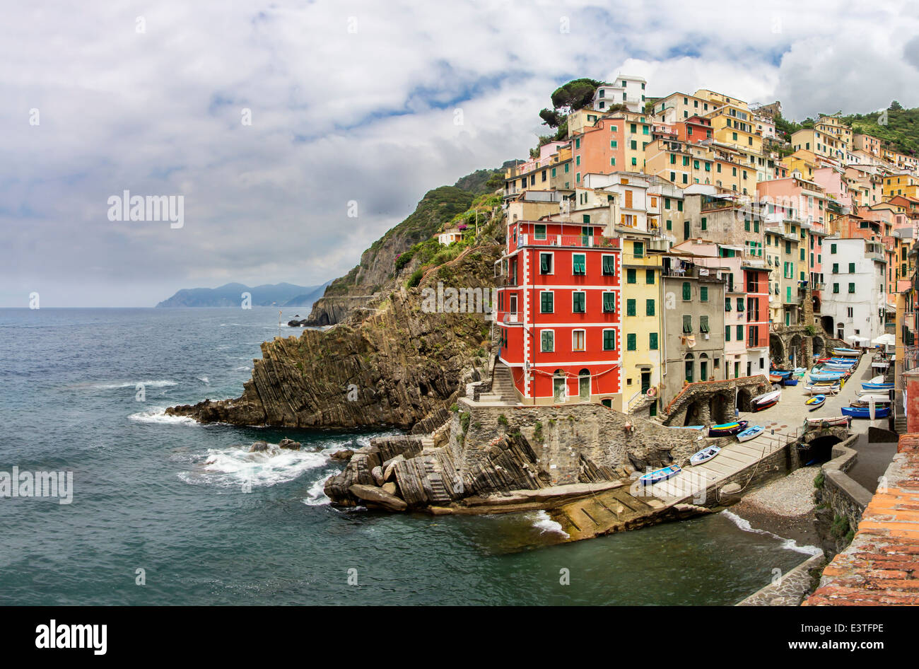 Riomaggiore fisherman village, is one of five famous colorful villages ...