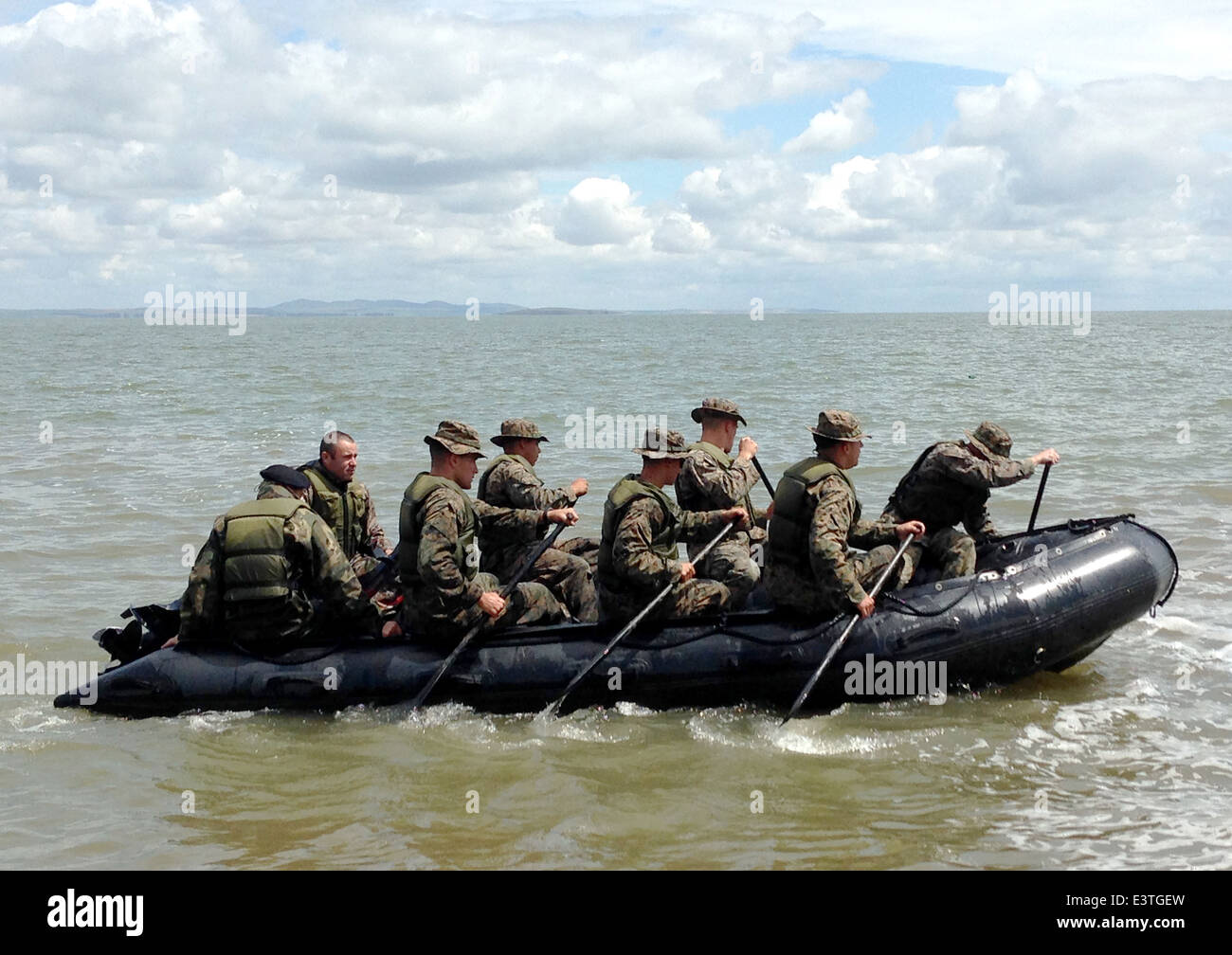 US Marines and Romanian sailors conduct beach reconnaissance during ...