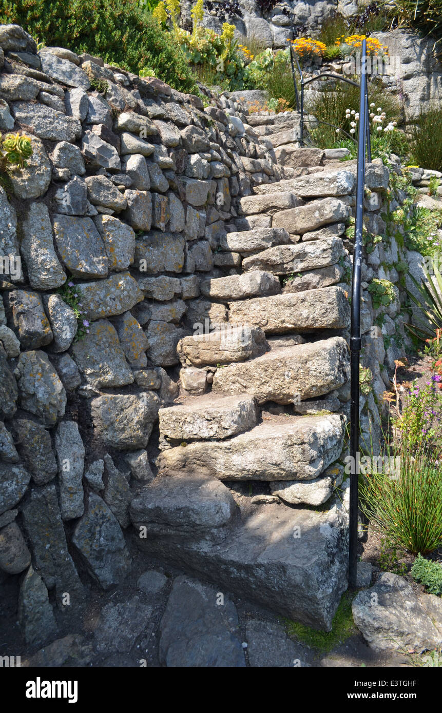 Stone steps in a landscaped garden Stock Photo - Alamy