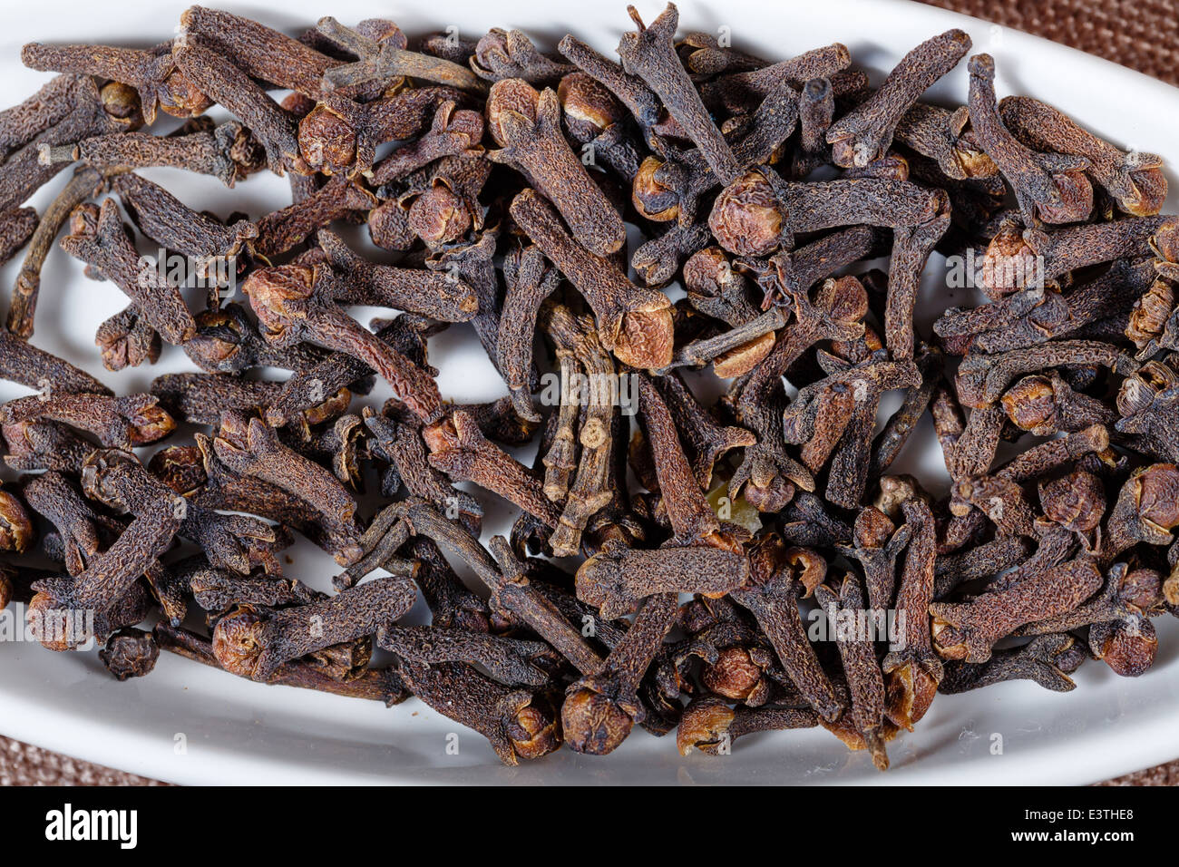 Aromatic dried clove spice in white bowl photographed closeup Stock ...