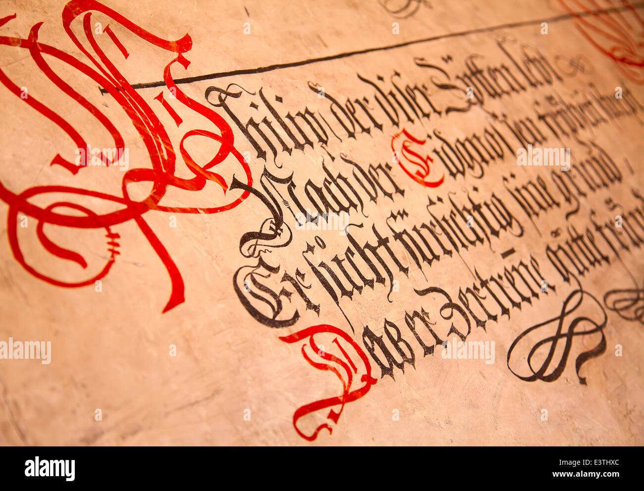 Writing on the wall of medieval castle Stock Photo - Alamy