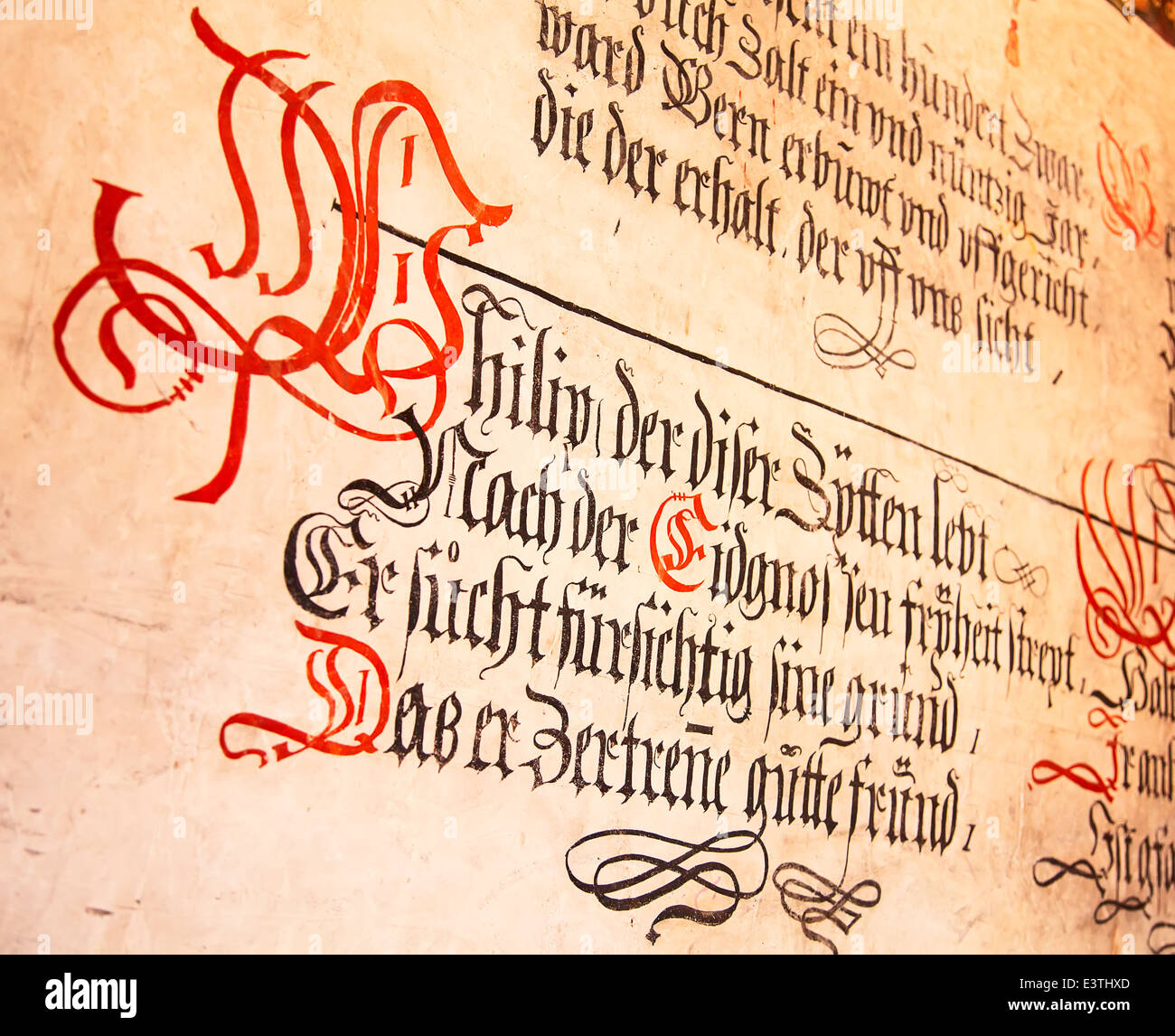 Writing on the wall of medieval castle Stock Photo - Alamy