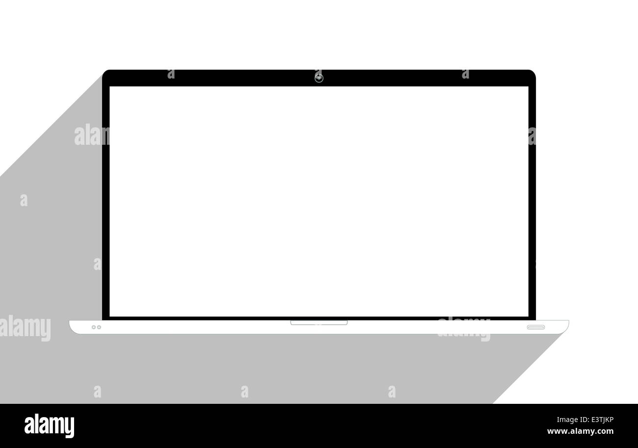 Laptop isolated on white, with blank screen Stock Photo - Alamy