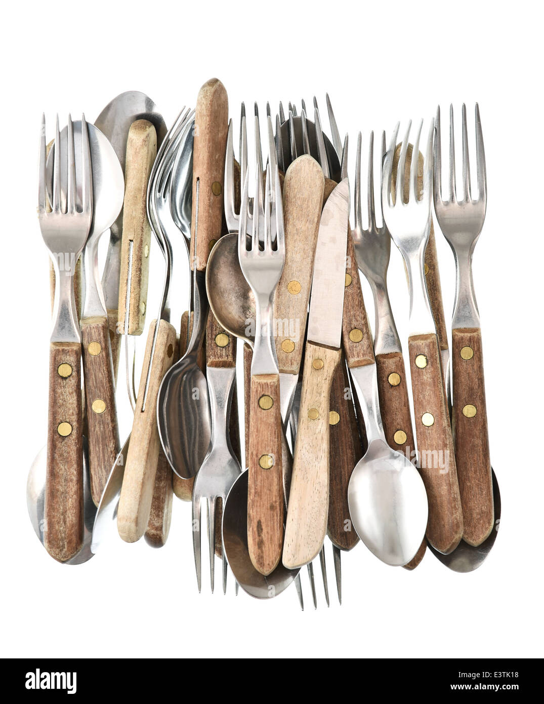 Antique cutlery isolated on white background. Retro kitchen utensils ...