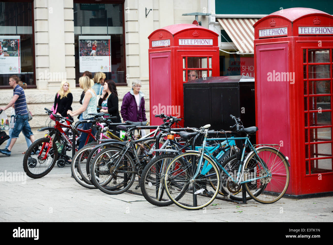 Lady in Phone Box Stock Photo - Alamy