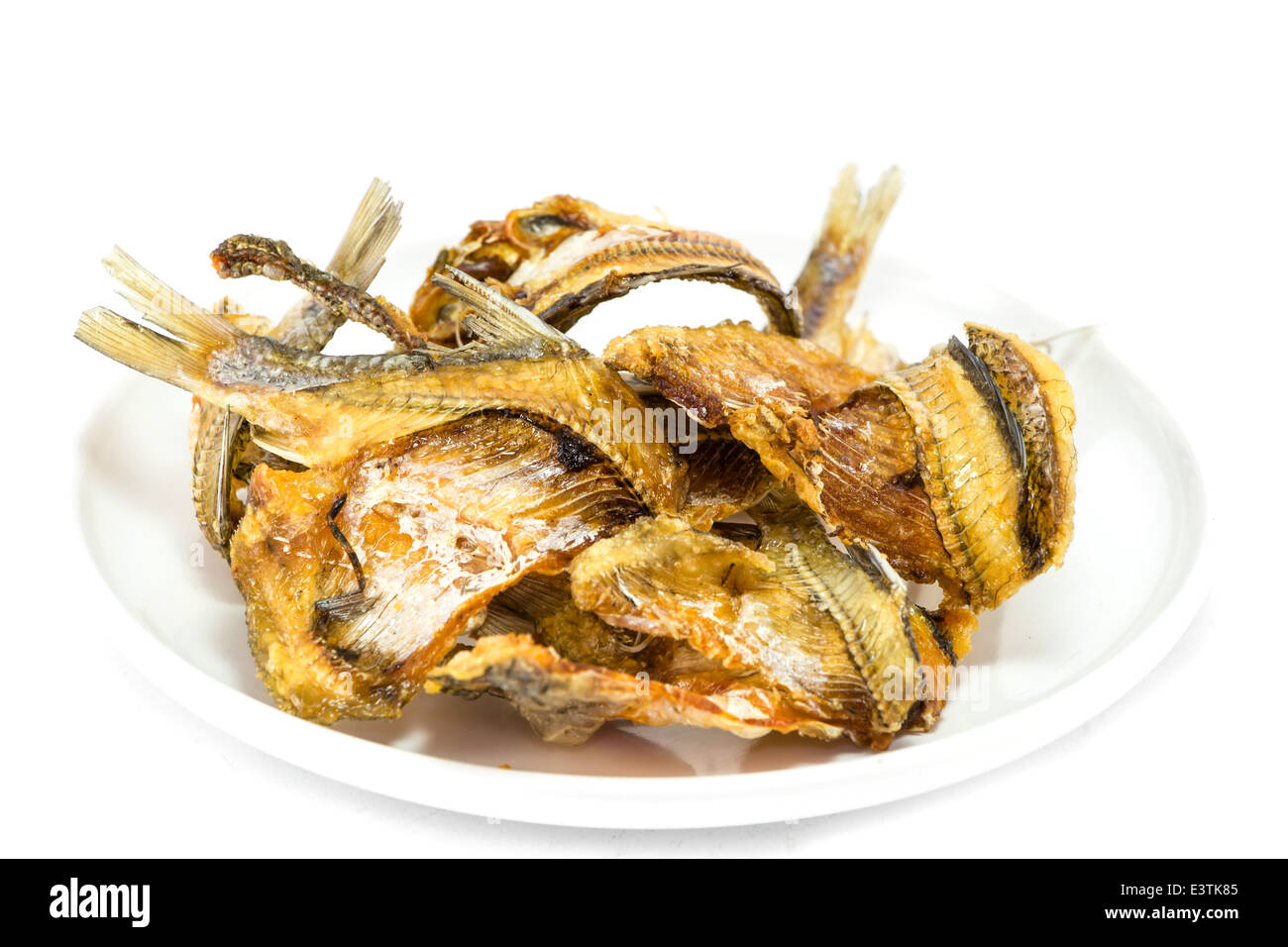 fry fish on white background Stock Photo - Alamy