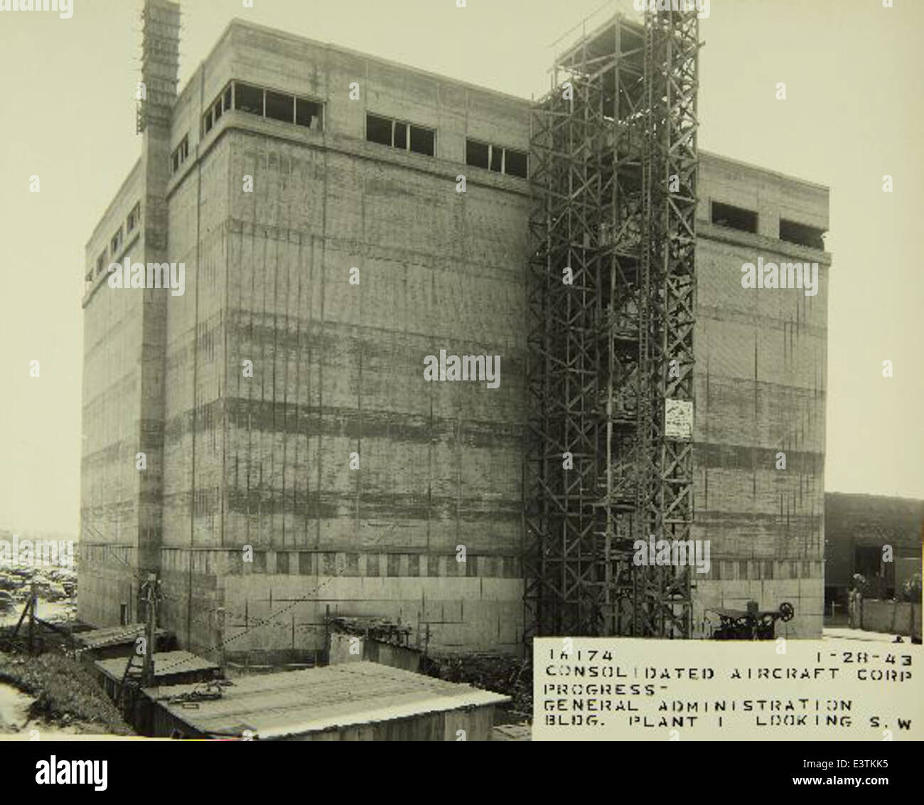 This image shows the construction of the administration building at the ...
