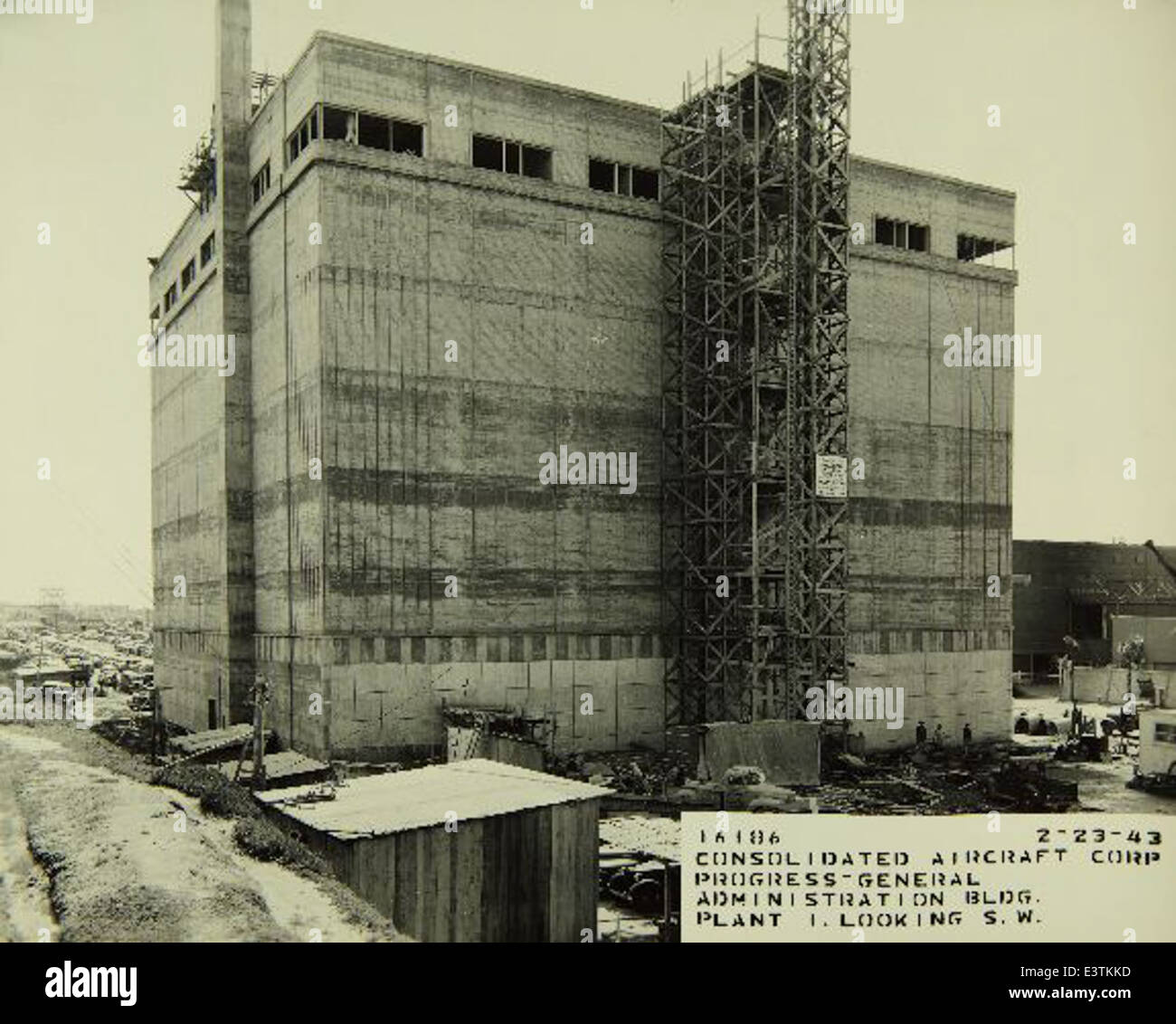 This image shows the construction of the administration building at the ...