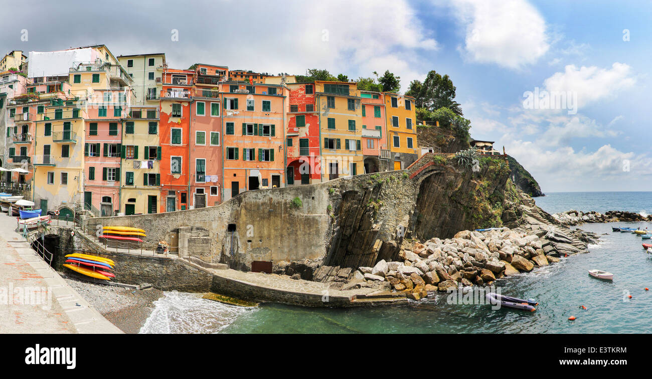 Riomaggiore fisherman village, is one of five famous colorful villages ...