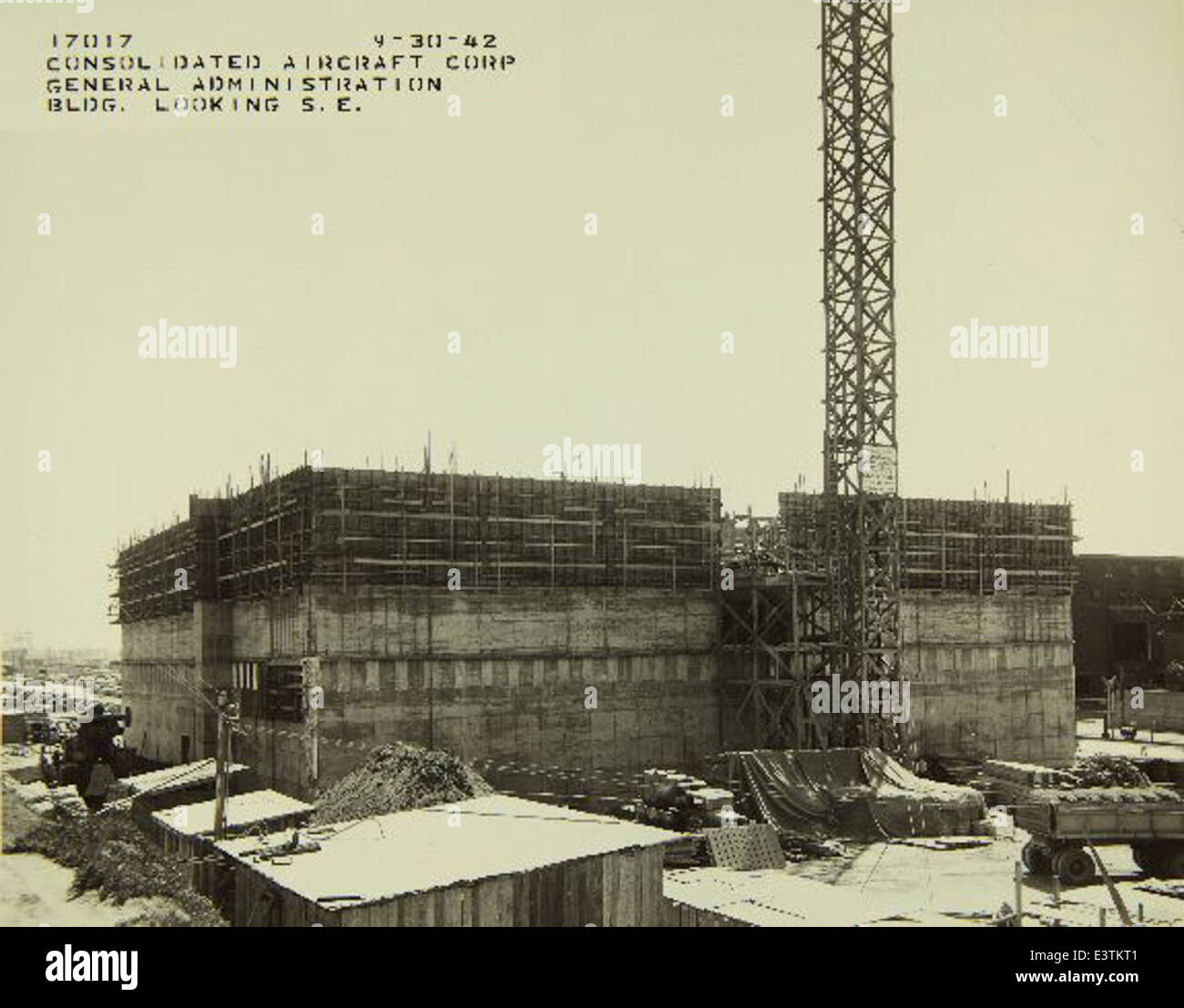 This image shows the construction of the administration building at the ...
