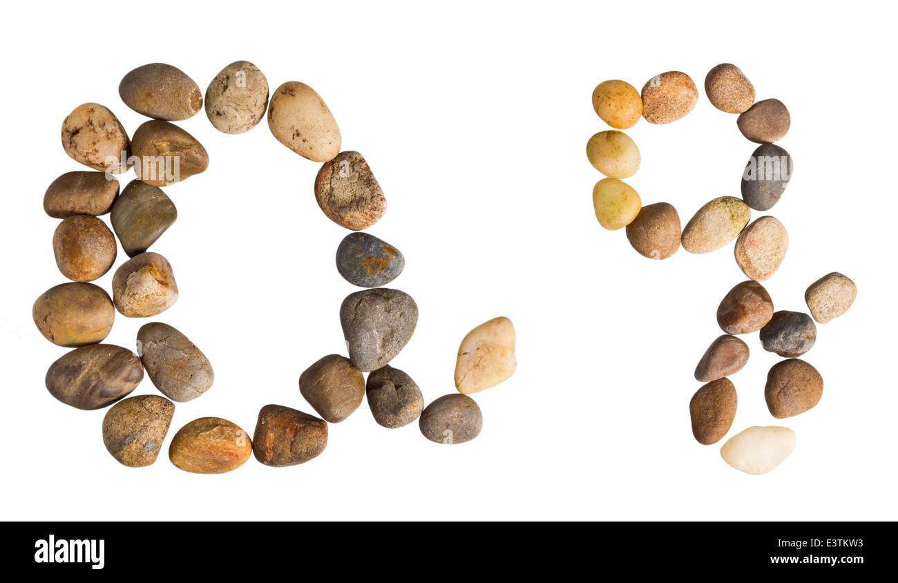English Alphabet Letter 'Q' made by small rocks on isolate background ...