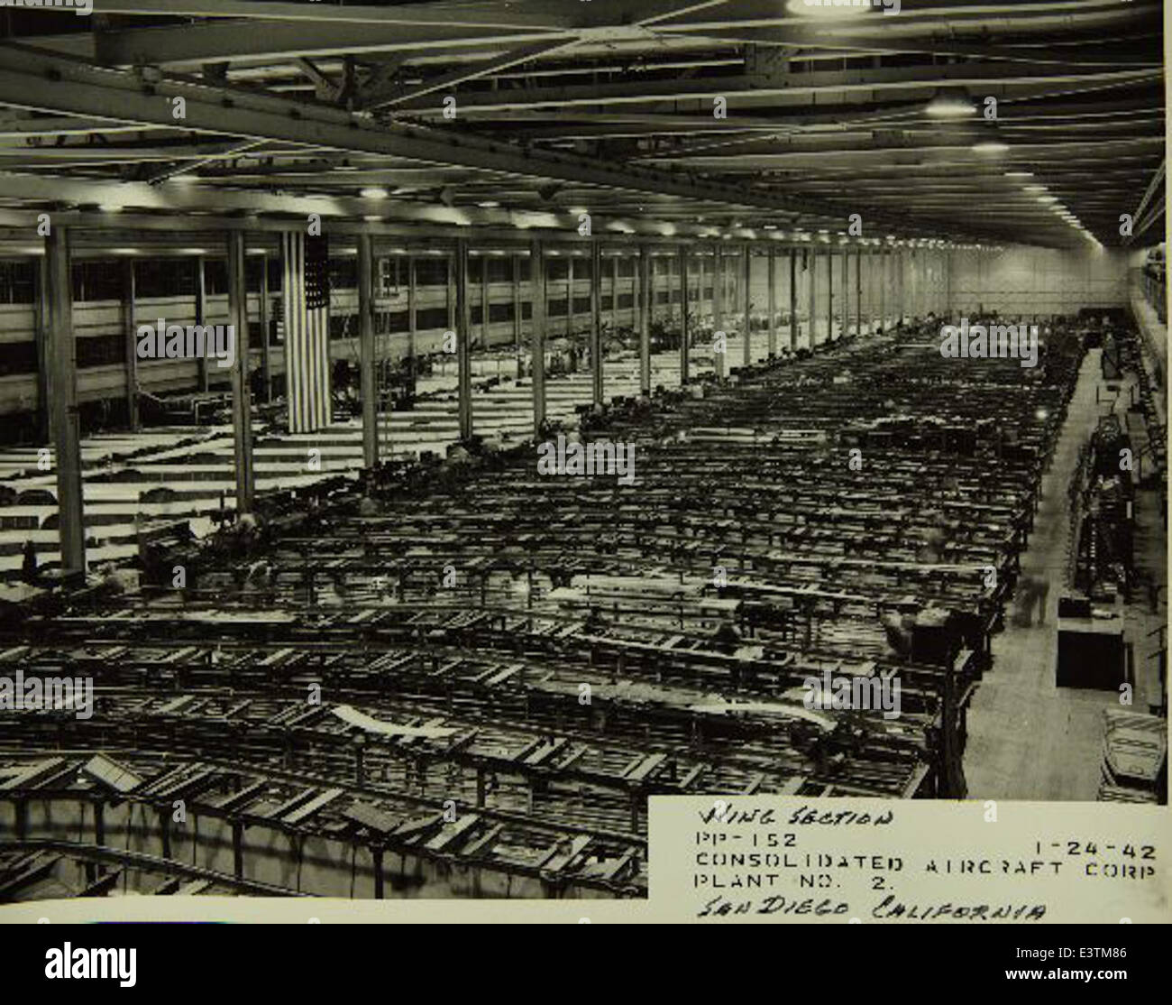 This photo documents the construction of the B-24 Liberator at the ...