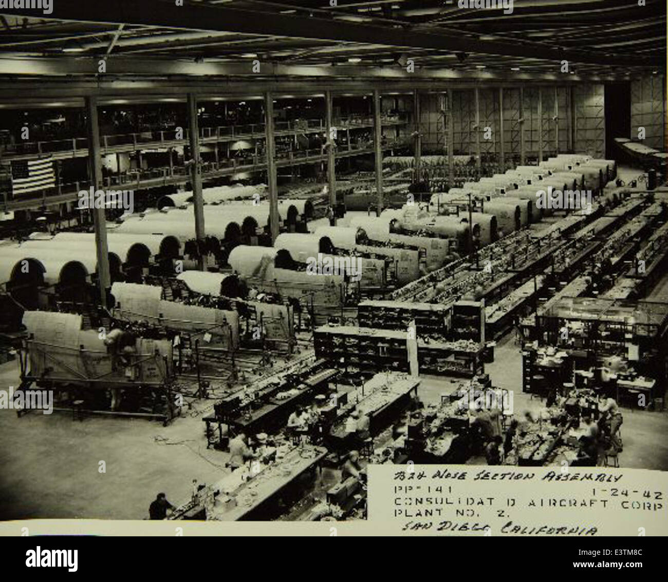 This photo shows the construction of the B-24 Liberator at the ...