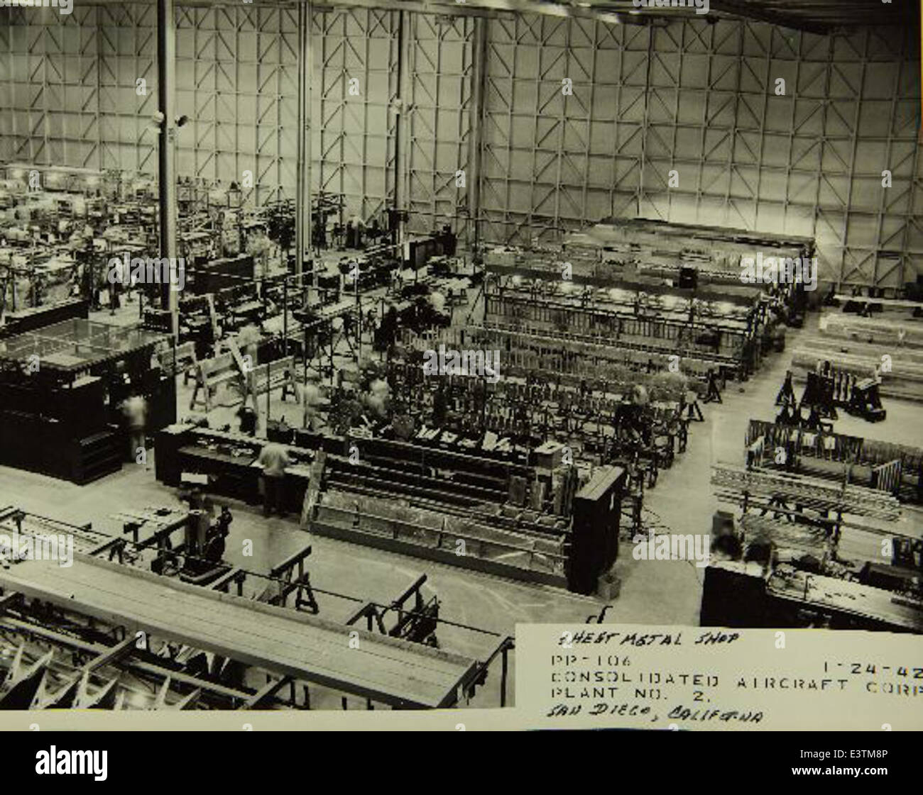 This image documents the construction of the B-24 Liberator at the ...