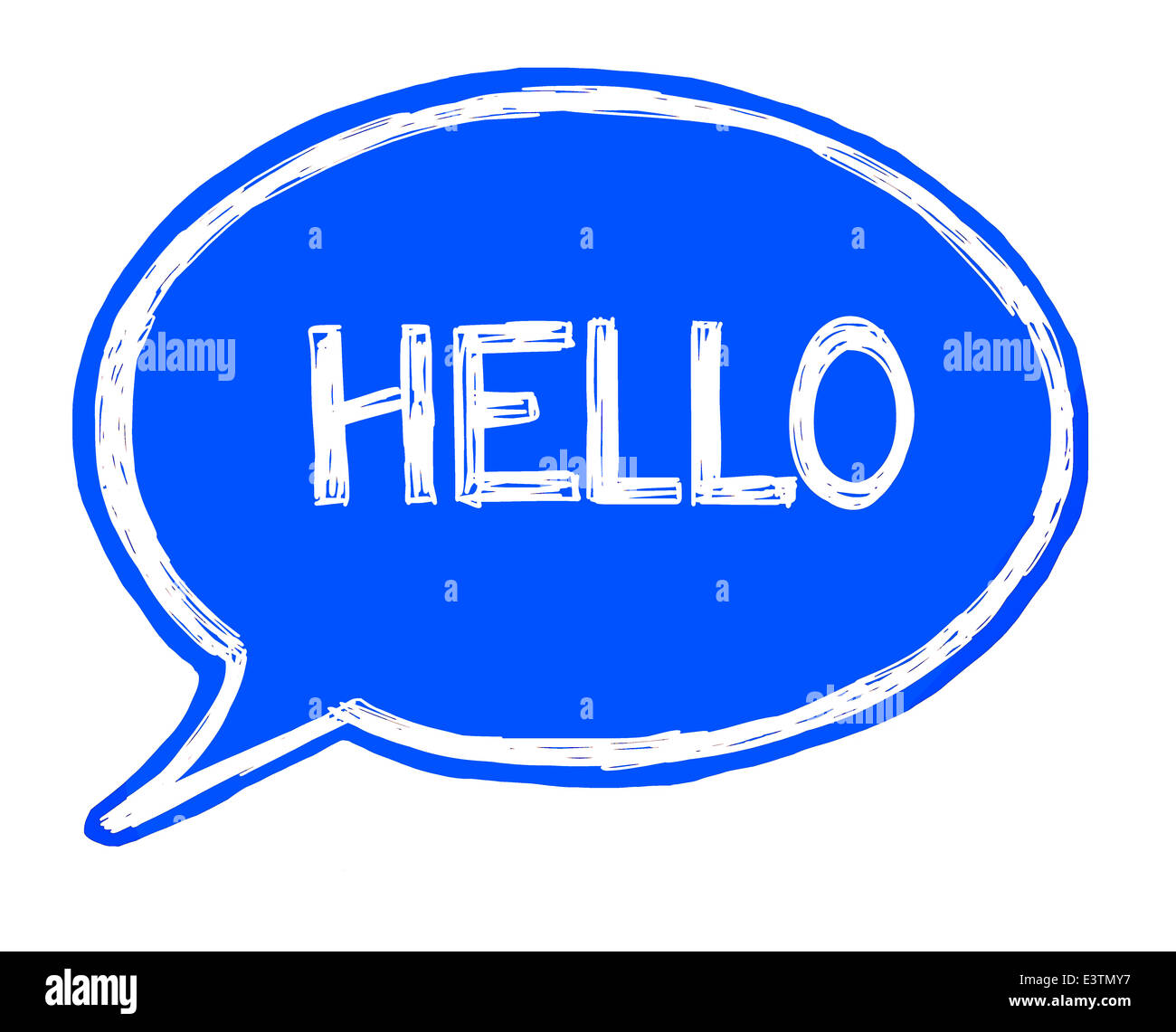 Illustration of a speech bubble with the word hello Stock Photo - Alamy