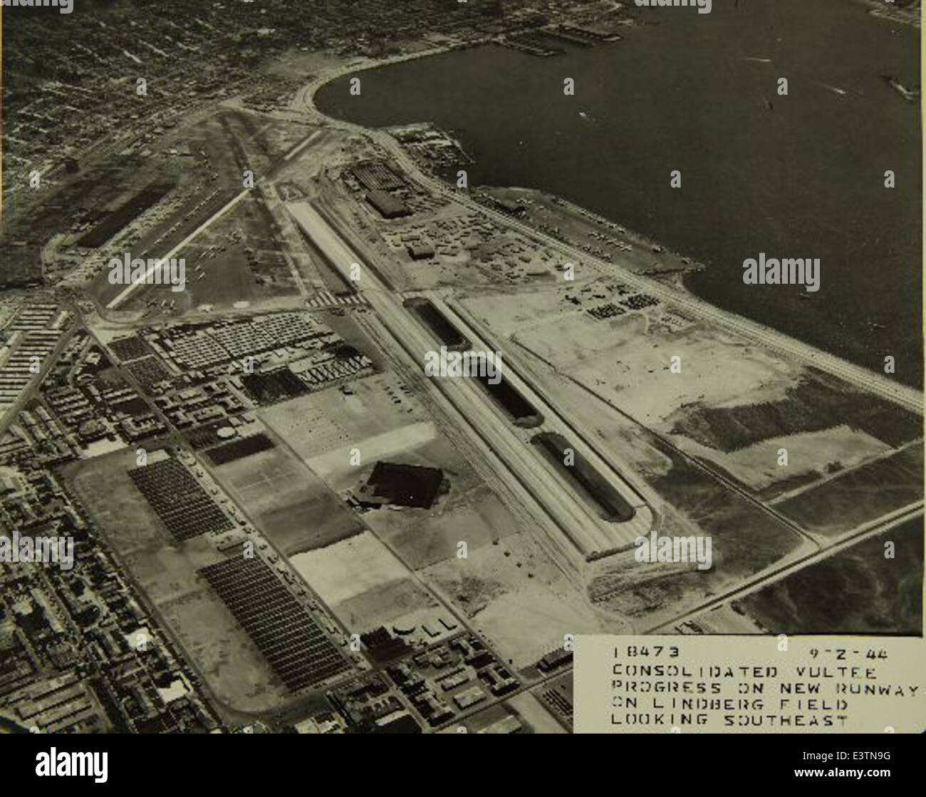 This aerial photograph shows the Consolidated/Convair Aircraft Factory ...