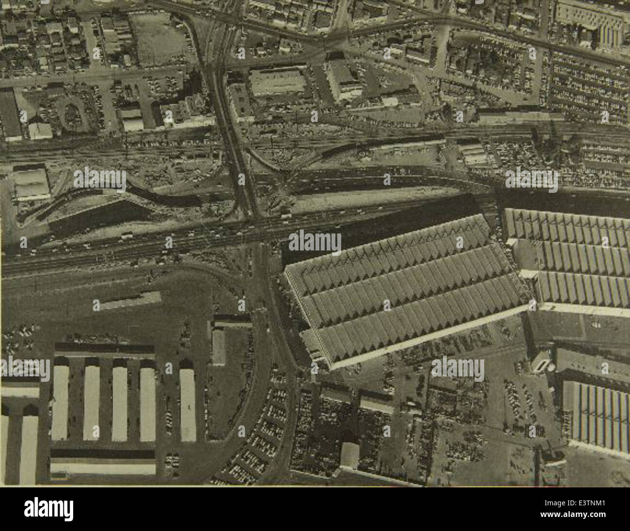 This aerial view shows the Consolidated/Convair aircraft factory and ...