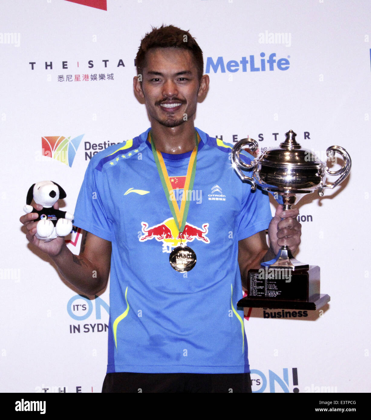 Sydney, Australia. 29th June, 2014. Lin Dan of China poses during the ...