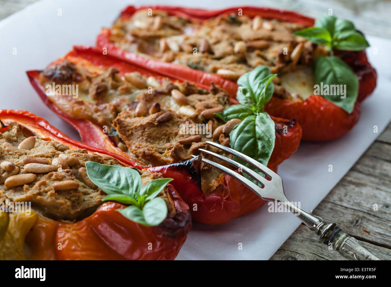 Tuna Fish Stuffed Peppers Stock Photo - Alamy