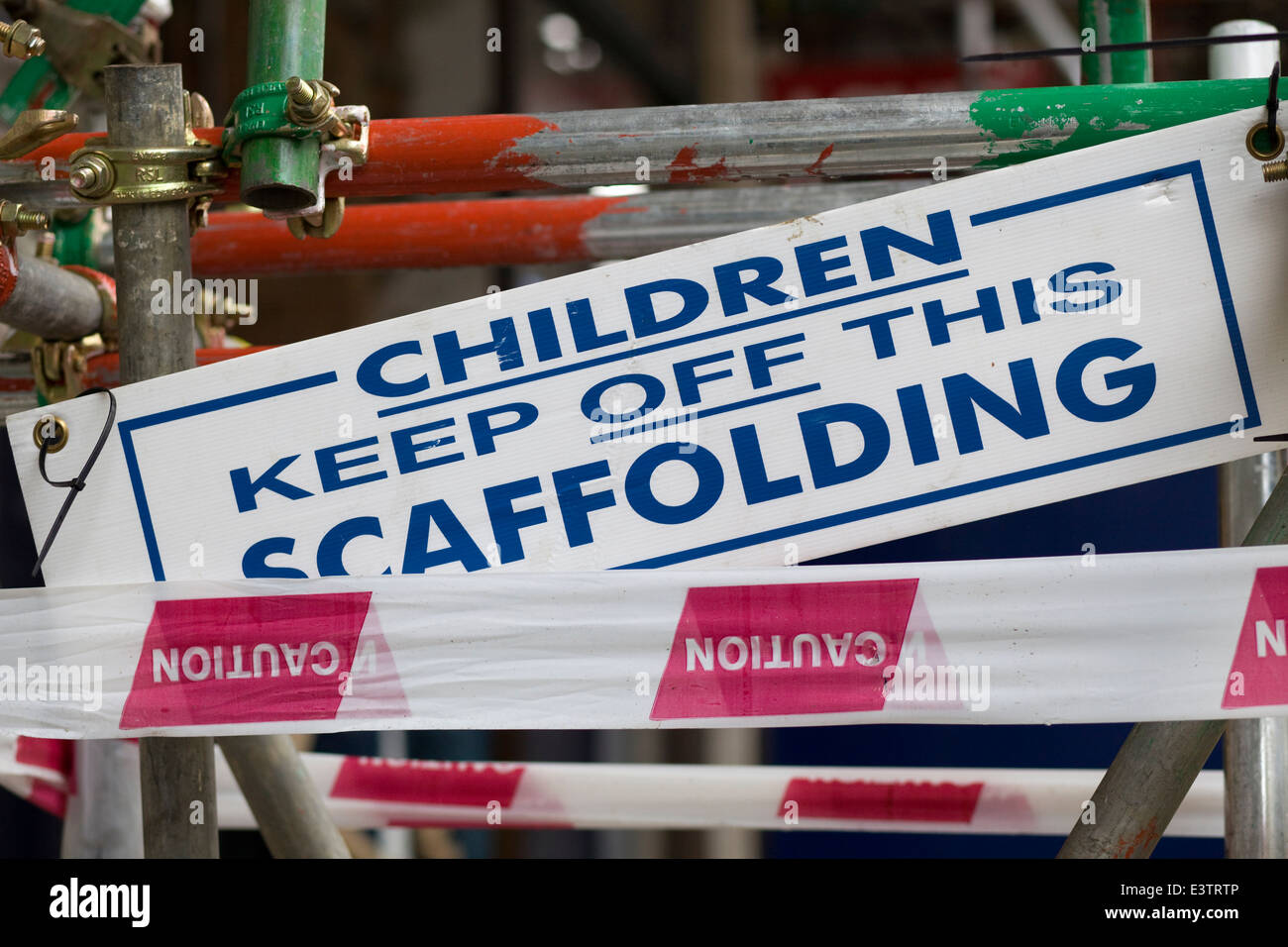 Keep off Warning sign on scaffolding Stock Photo - Alamy