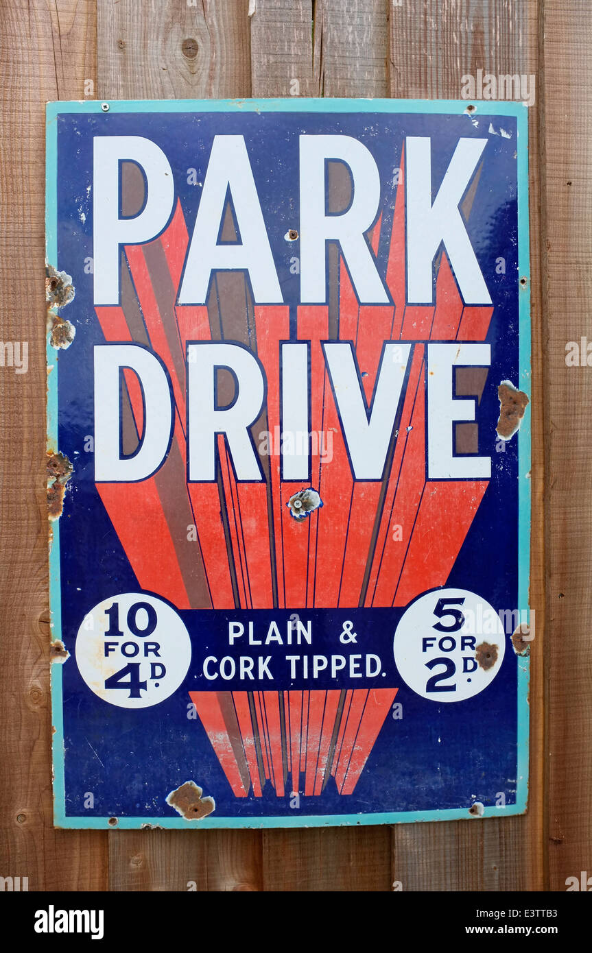 An old enamel sign advertising Park Drive cigarettes Stock Photo - Alamy