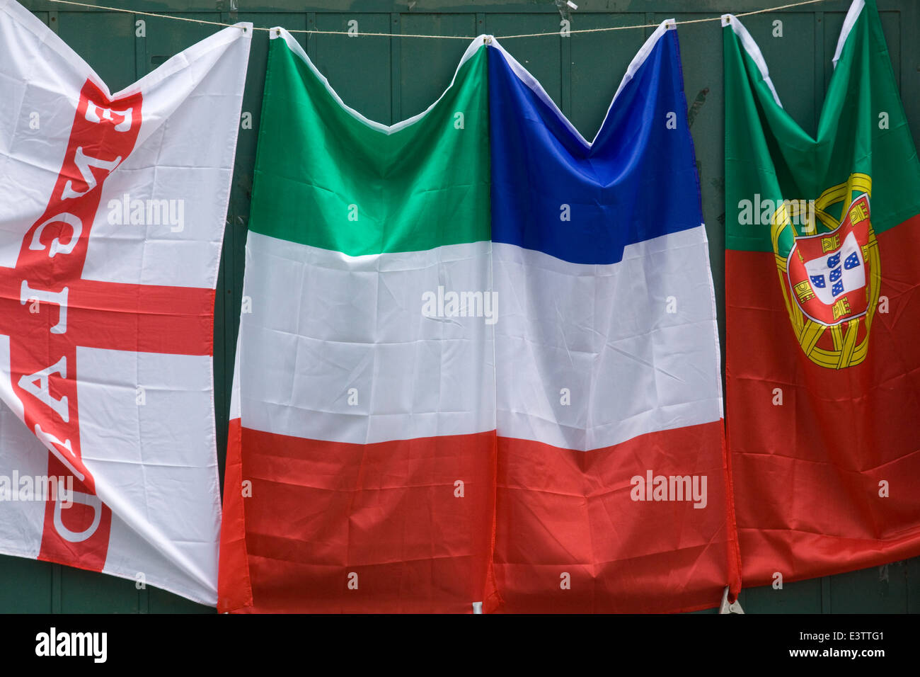 International Flags flying in celebration of the world cup 2014 Stock ...