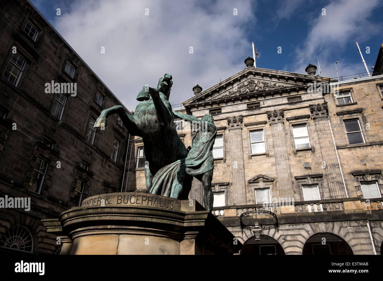 Statue of Alexander the Great and his horse Bucephalus in Edinburgh ...