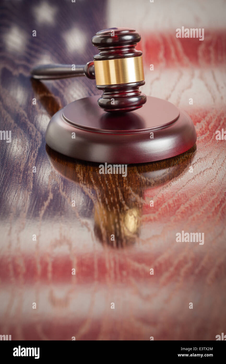 Wooden Gavel Resting on American Flag Reflecting Table Stock Photo - Alamy
