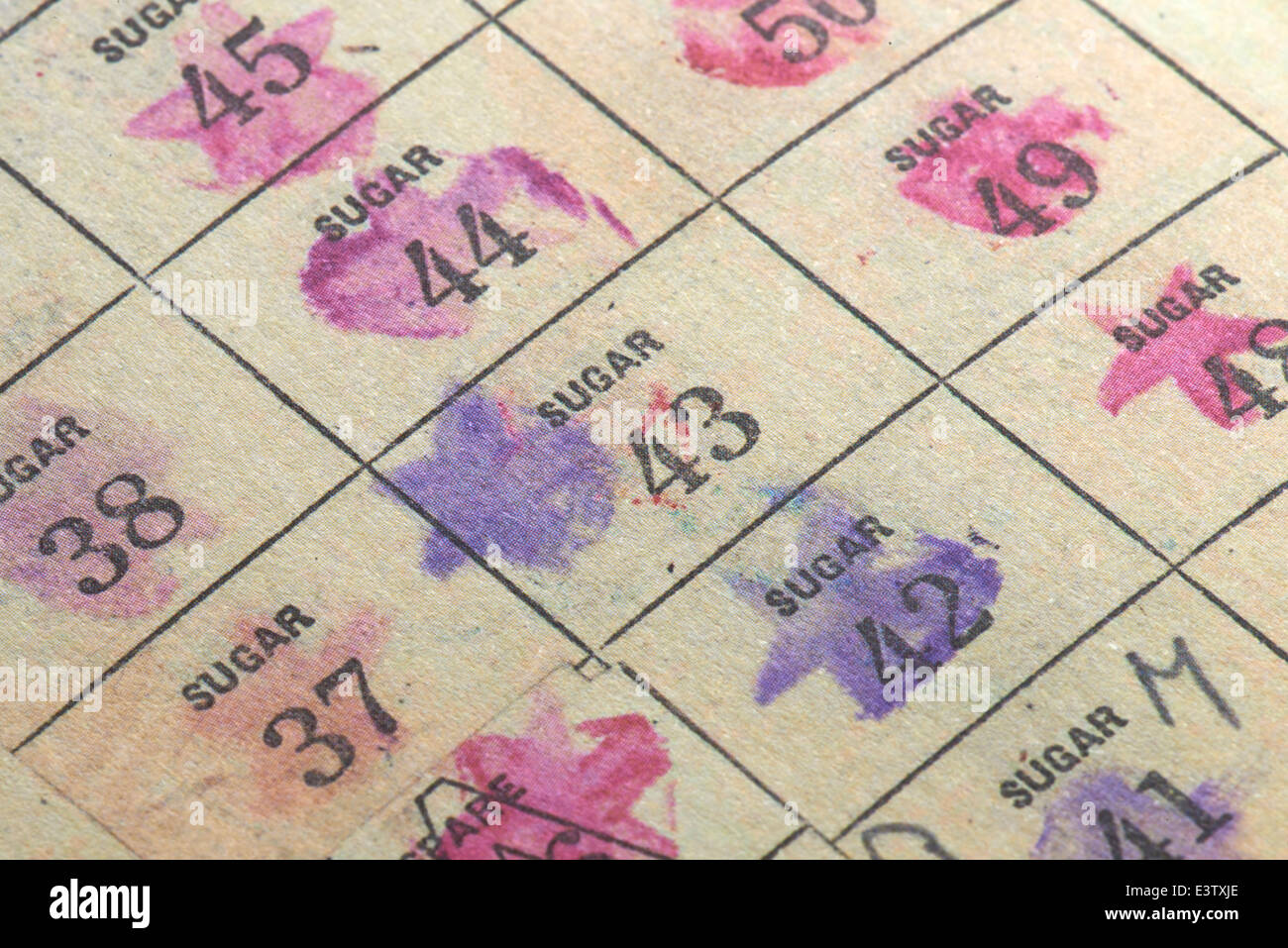 Sugar coupons within a Second world war United Kingdom ration book ...