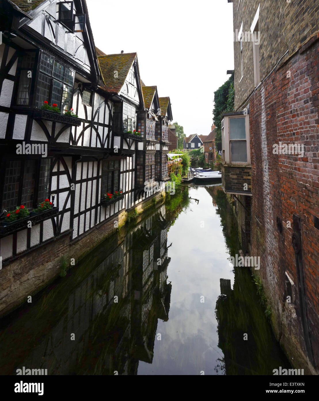 Great Stour river Canterbury High street black and white building Stock ...