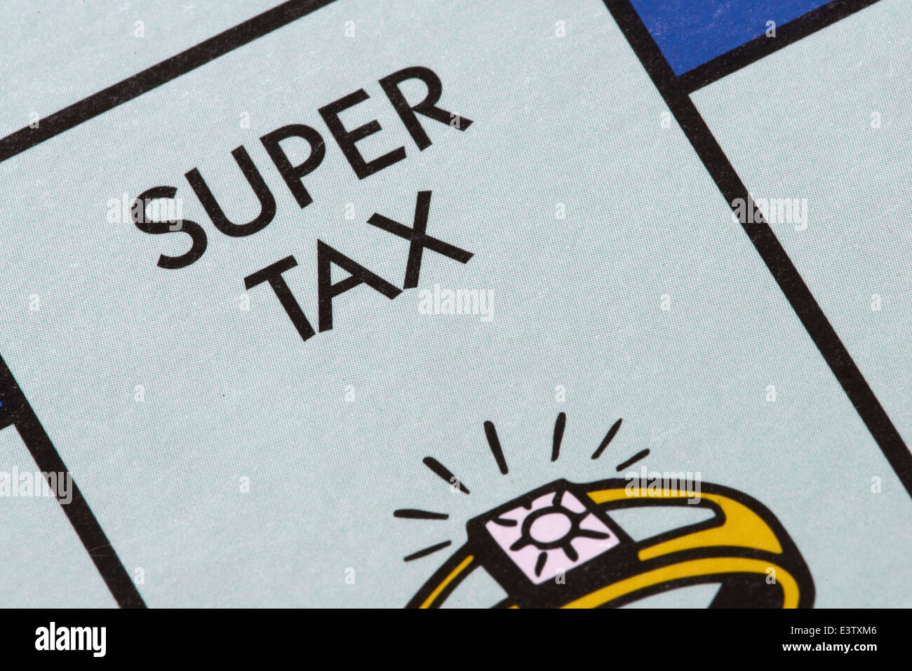 Super Tax on a Monopoly Game Board Stock Photo - Alamy