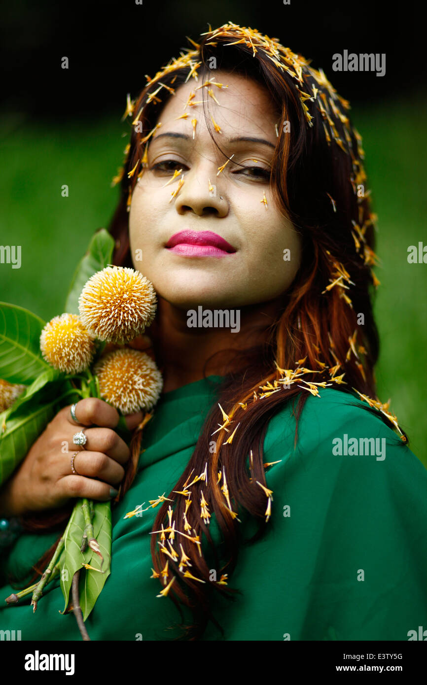 a couple present their love with kadam flowers. The Kadam flower ...