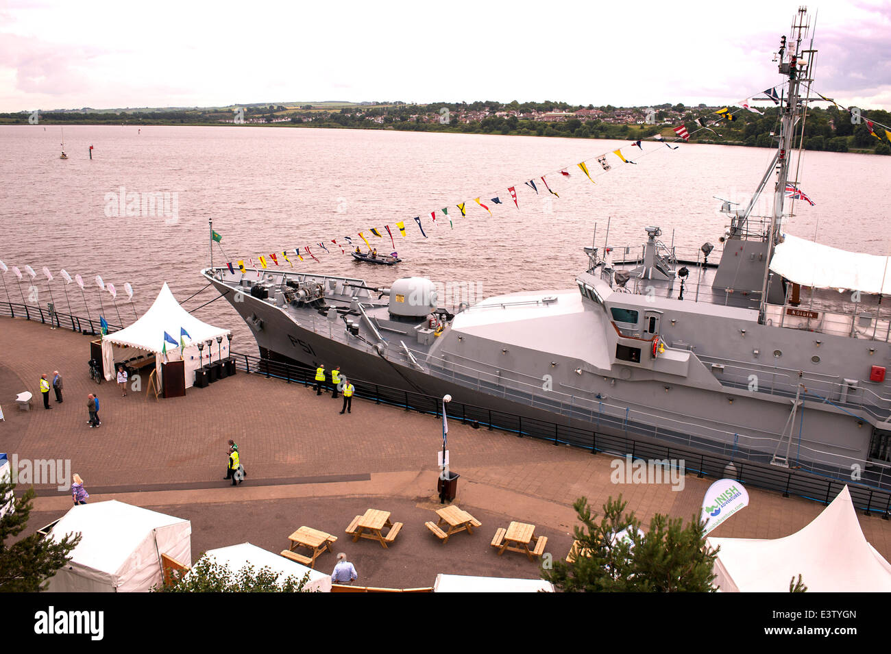 Irish Naval Service patrol ship, LE Roisin, moored at McFarlane Quay ...