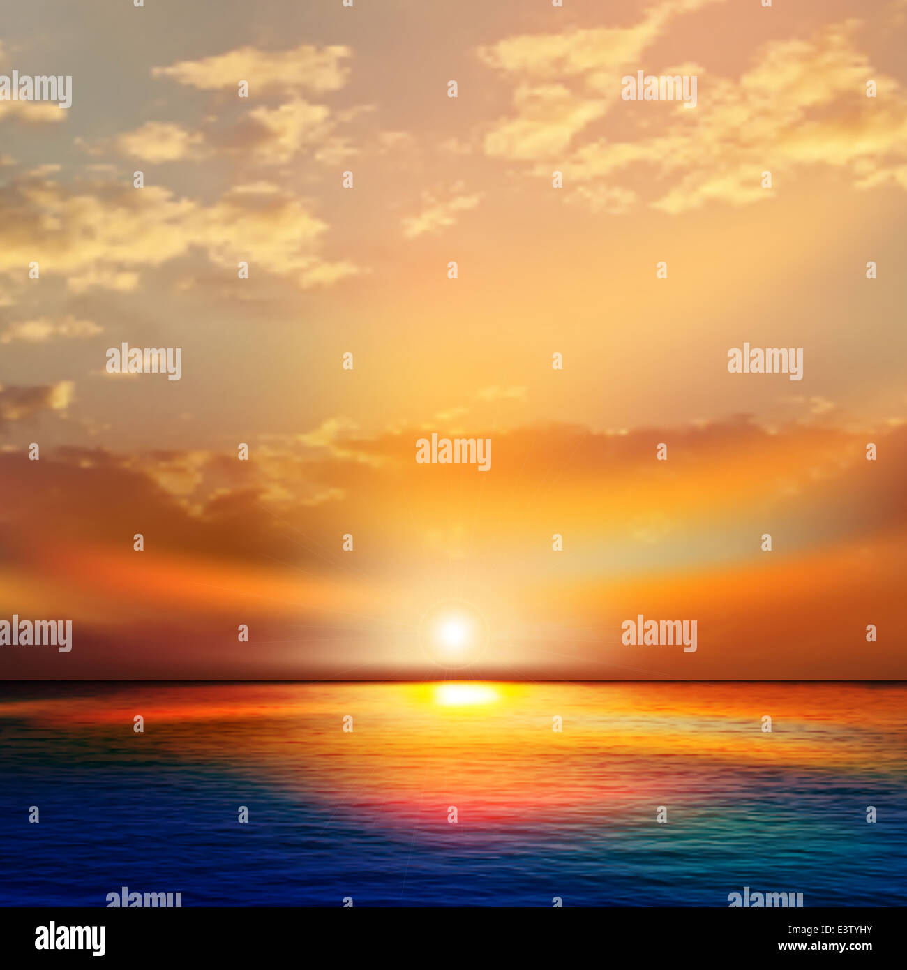 abstract nature background with sea red sunset and clouds Stock Photo ...