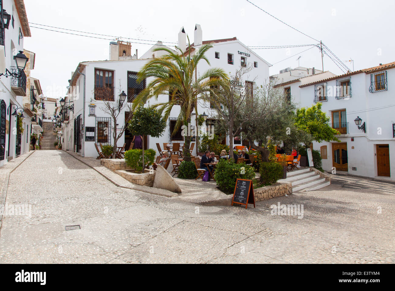 Street view in Altea, Spain Stock Photo - Alamy