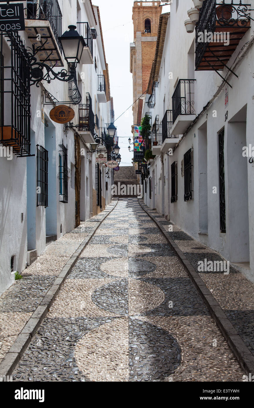 Street view in Altea, Spain Stock Photo - Alamy
