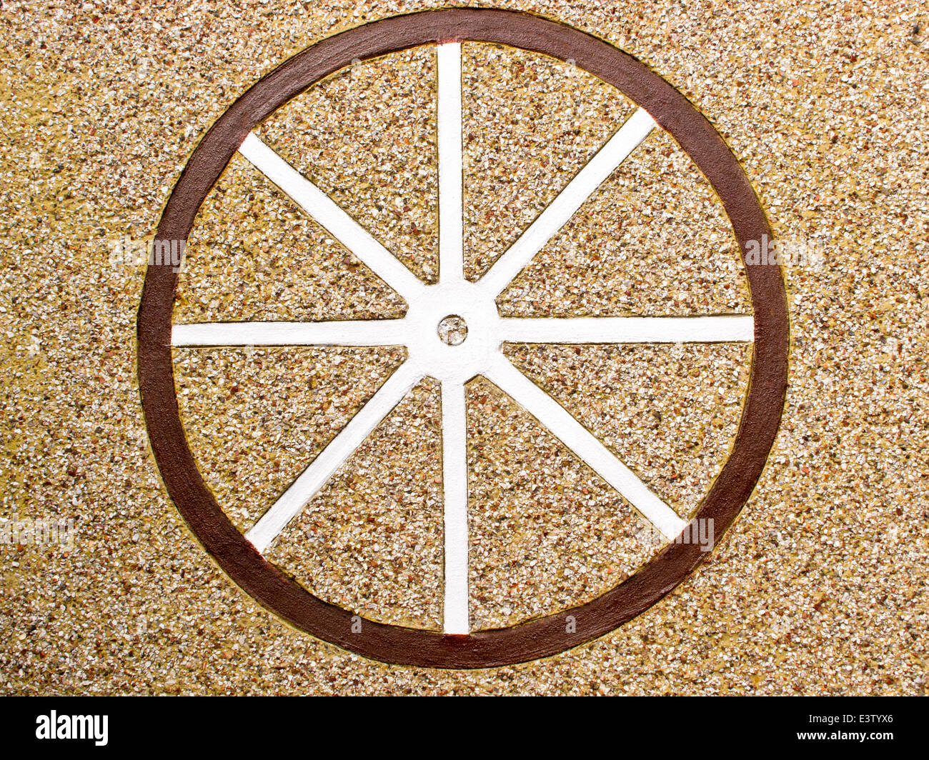A background image of a wheel set into a wall Stock Photo - Alamy