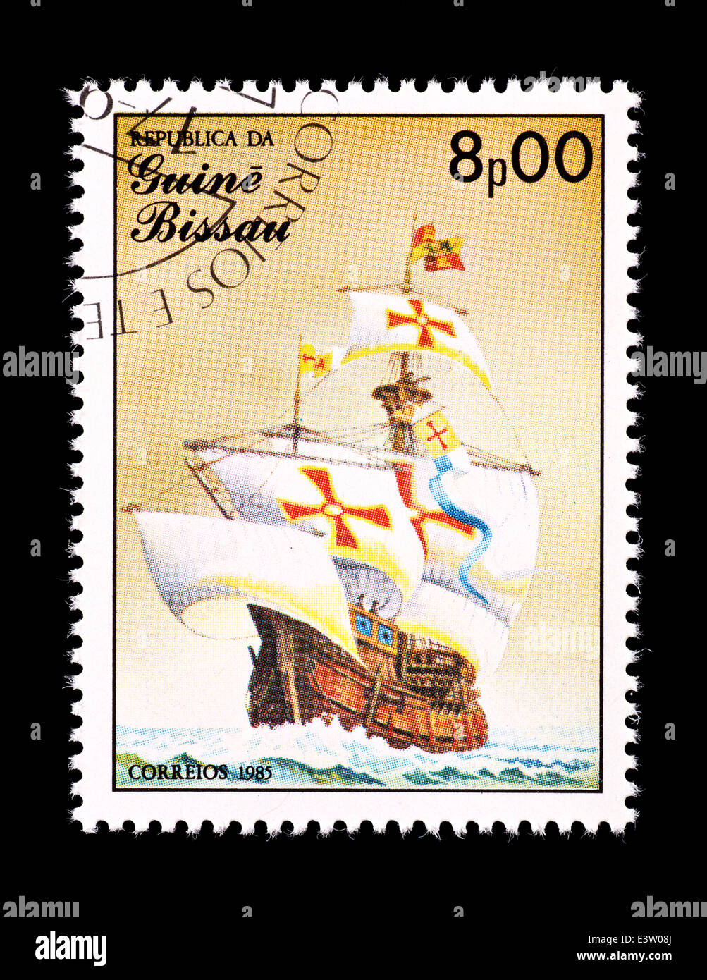 Postage stamp from Guinea-Bissau depicting the Santa Maria (Christopher ...