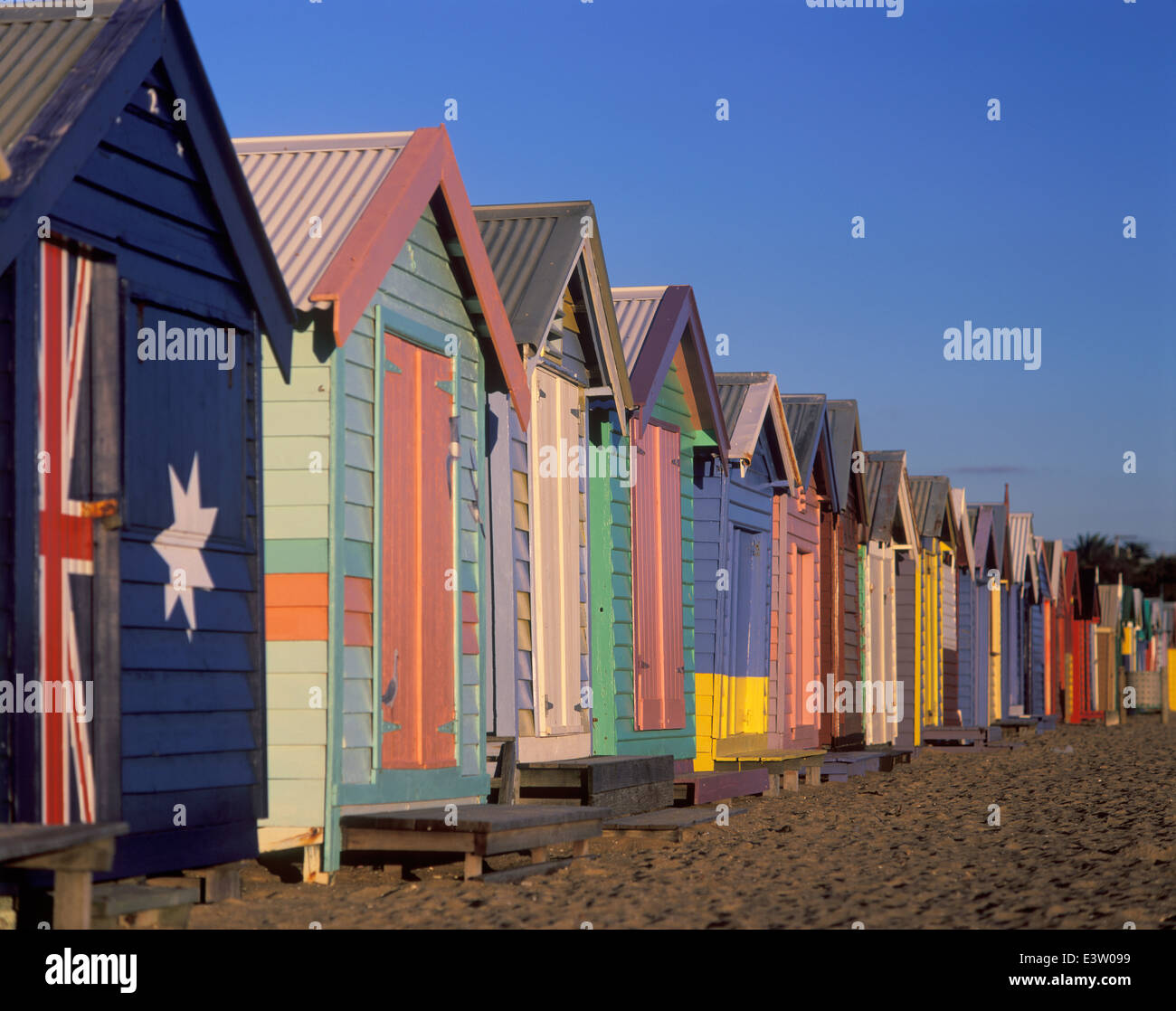 Australia, Victoria, Melbourne, beach huts at Brighton beach Stock ...