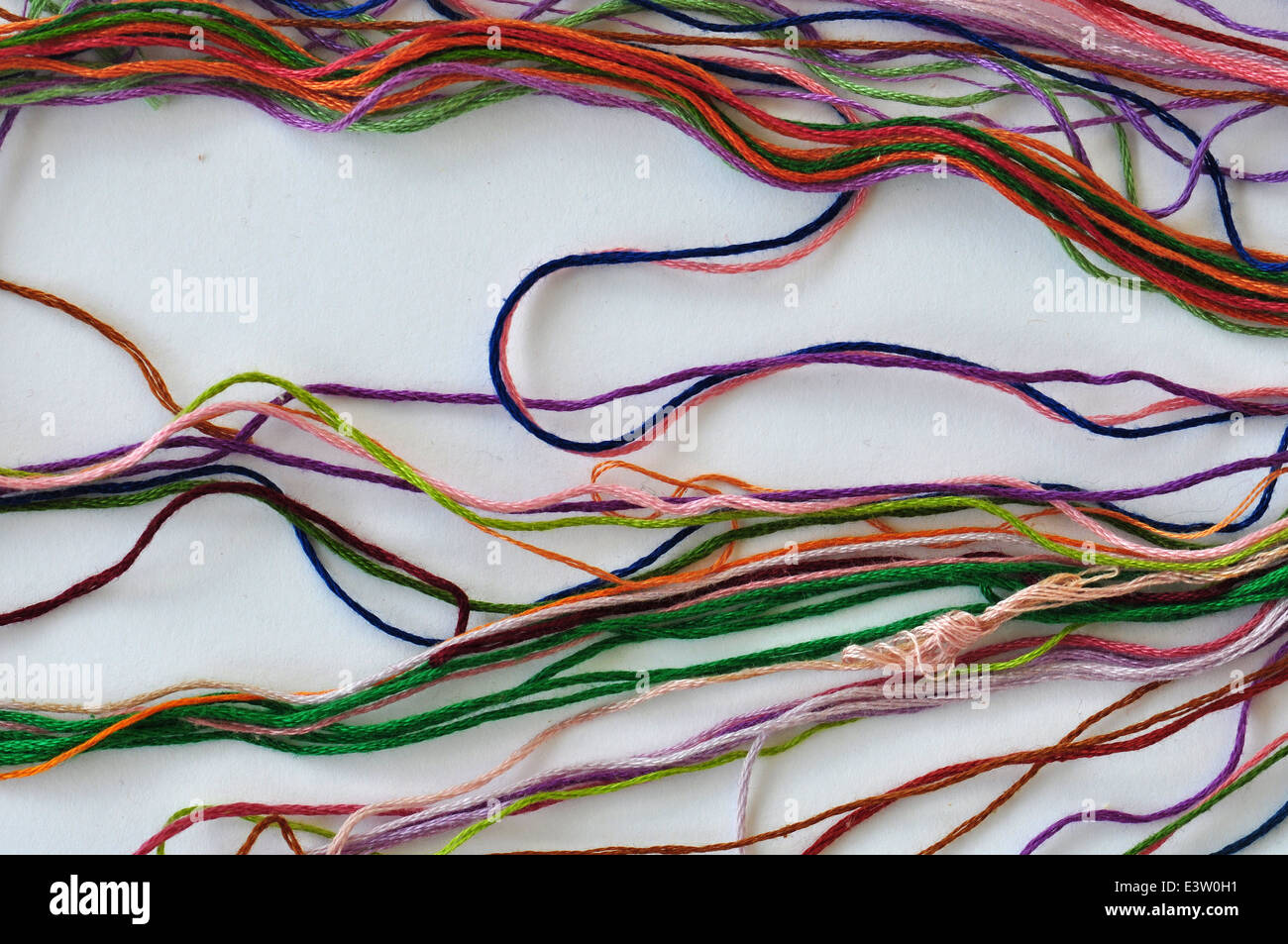 Colorful sewing threads on white background Stock Photo - Alamy