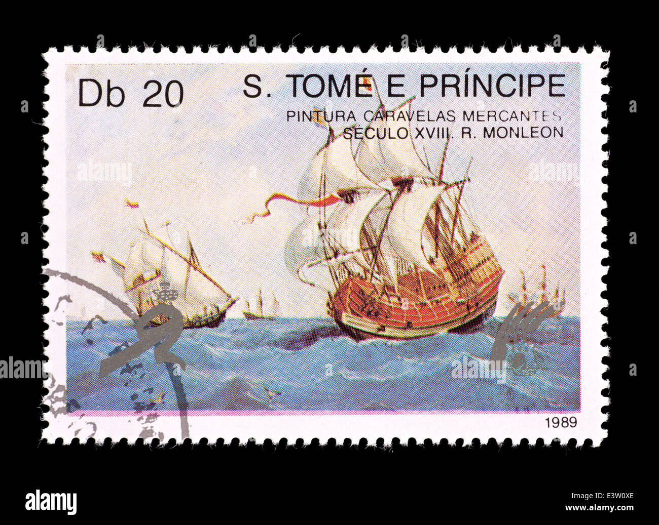 Postage stamp from Saint Thomas and Prince Islands depicting four 18'th ...